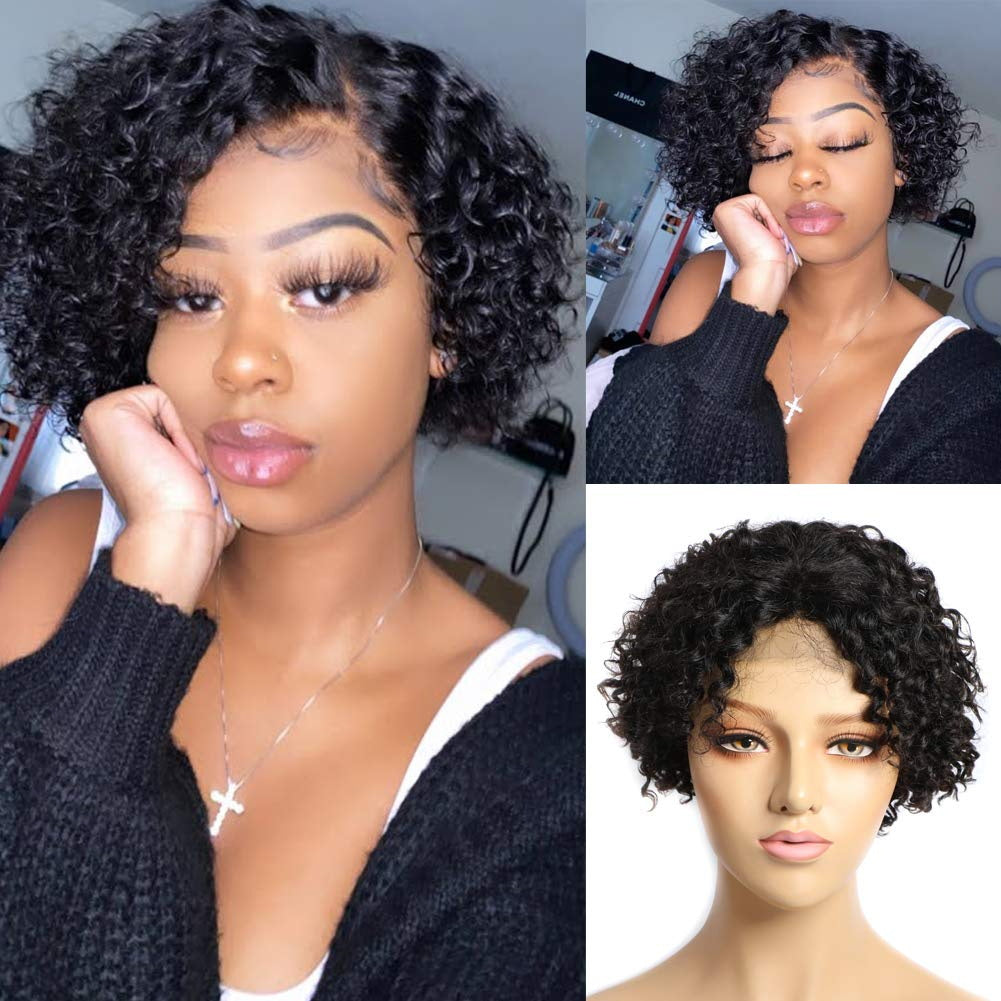 T Part Pixie Cut Curly Bob Wig Virgin Human Hair – Rosabeauty Hair